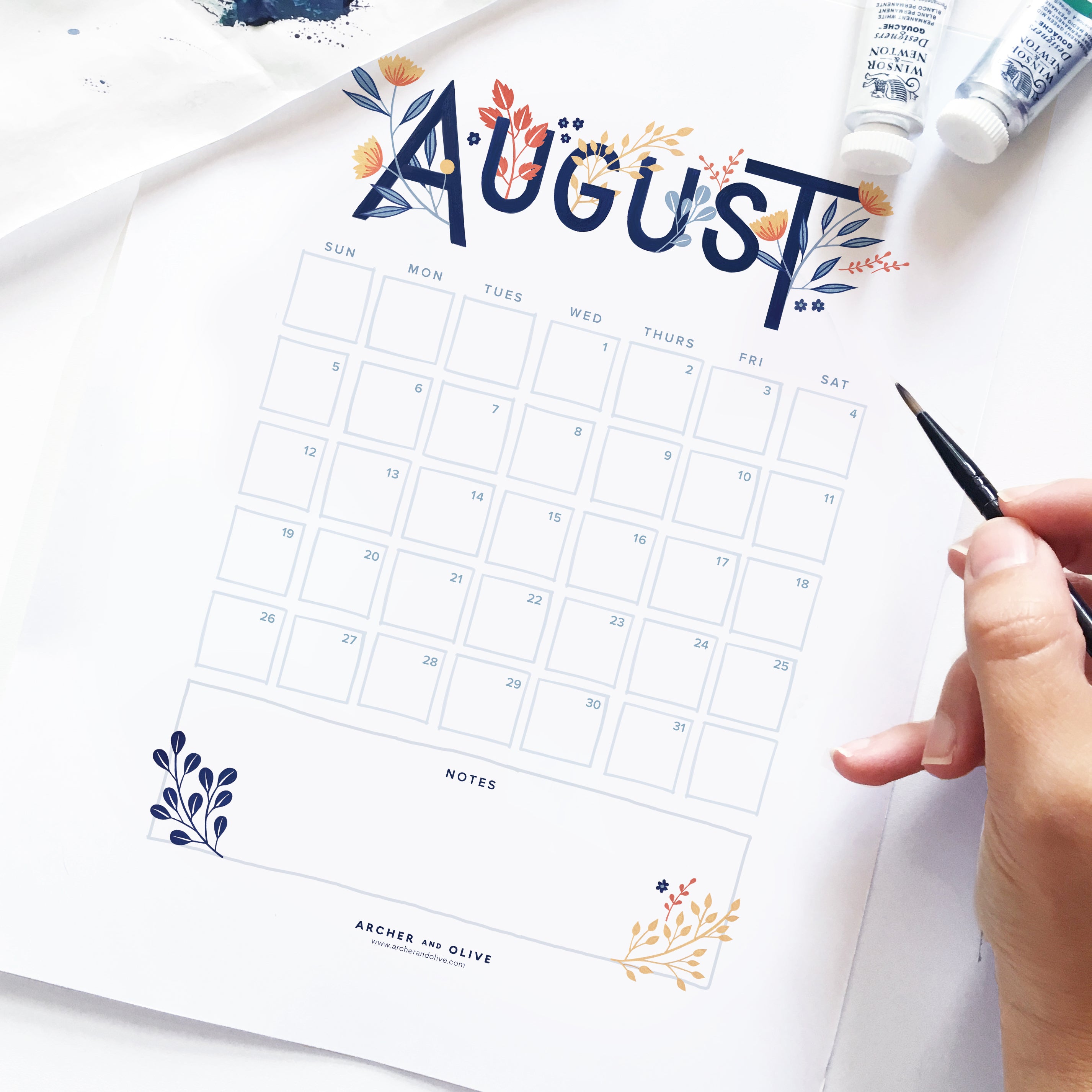 Freebie Friday - August 2018 Calendar – Archer and Olive