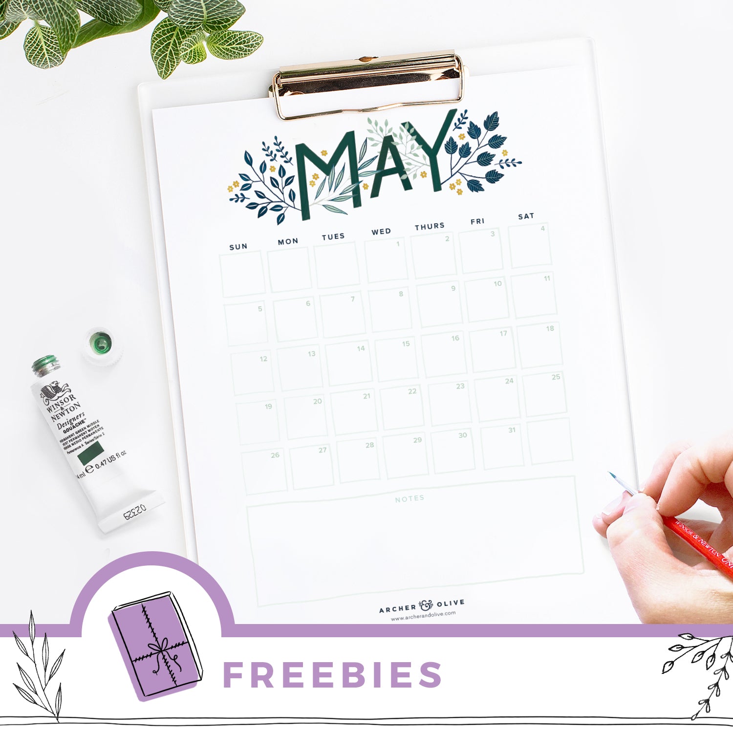 May 2019 Calendar Freebie | Archer and Olive