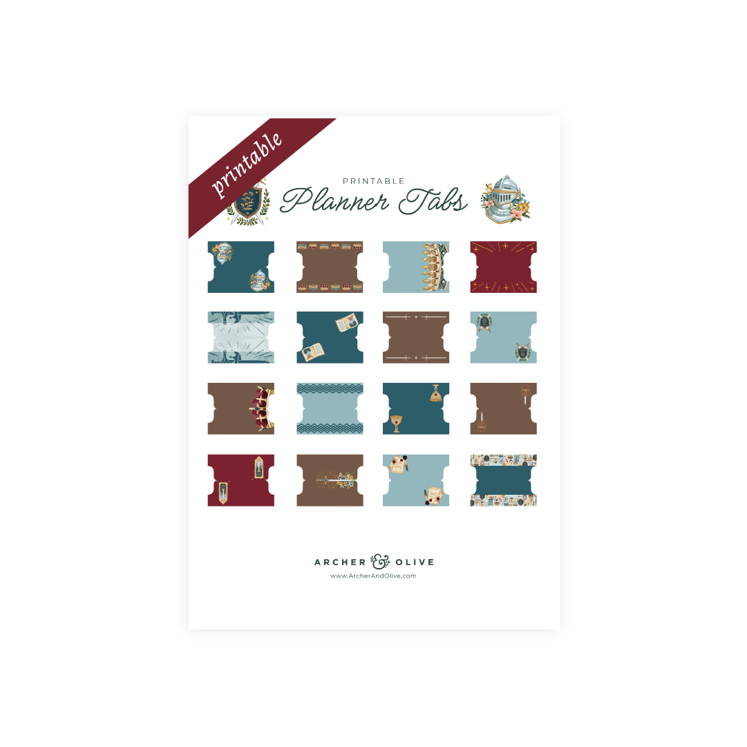 Printable Planner Tabs: Knight's Sword | Archer and Olive