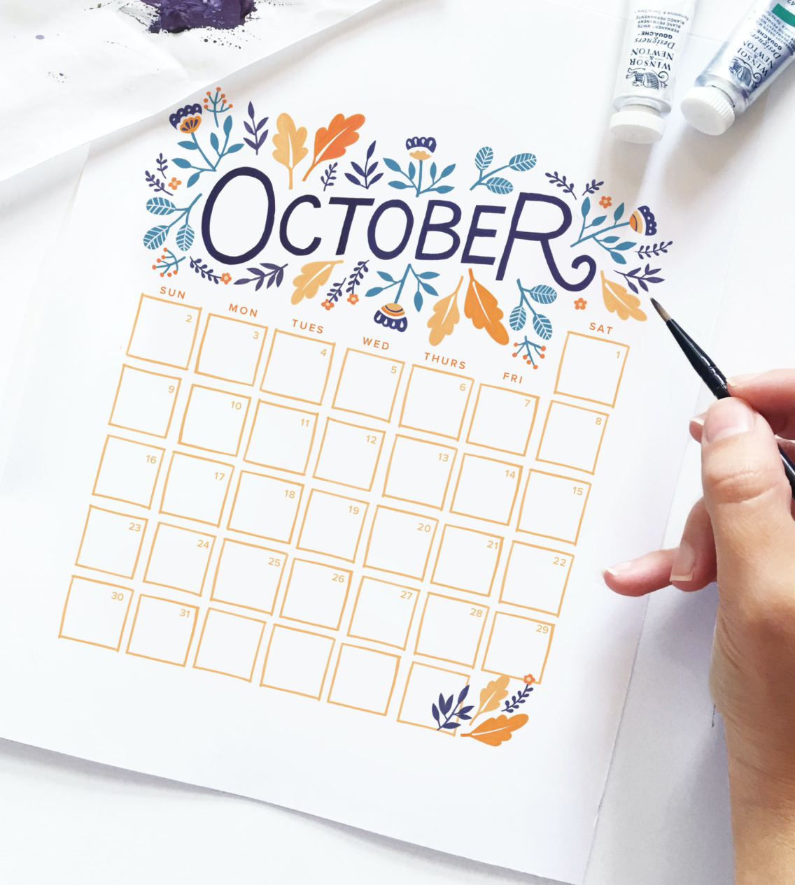 Happy October! October 2016 Calendar Printable | Archer and Olive