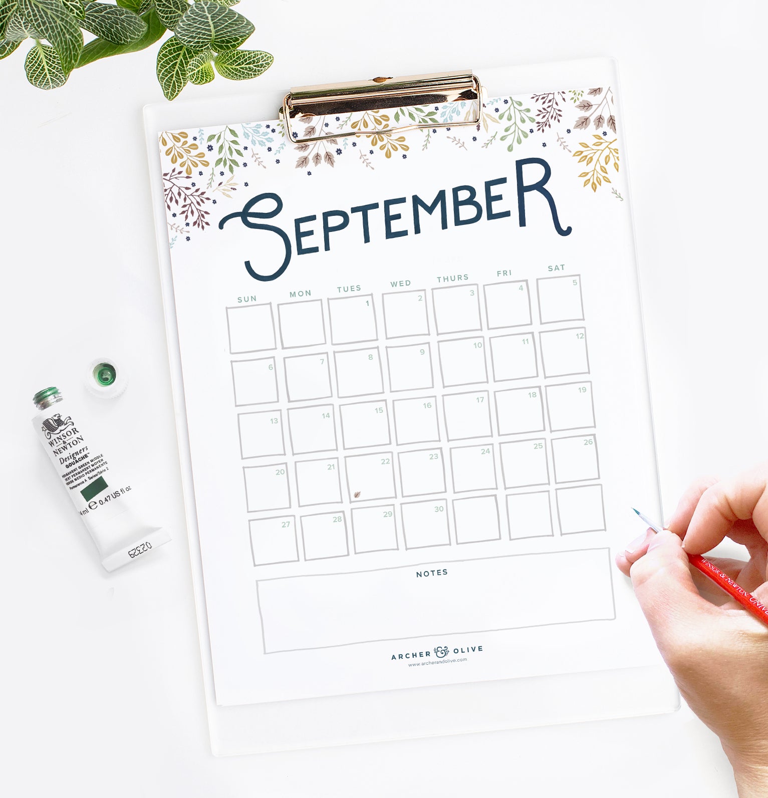 September 2021 Calendar Printable | Archer and Olive
