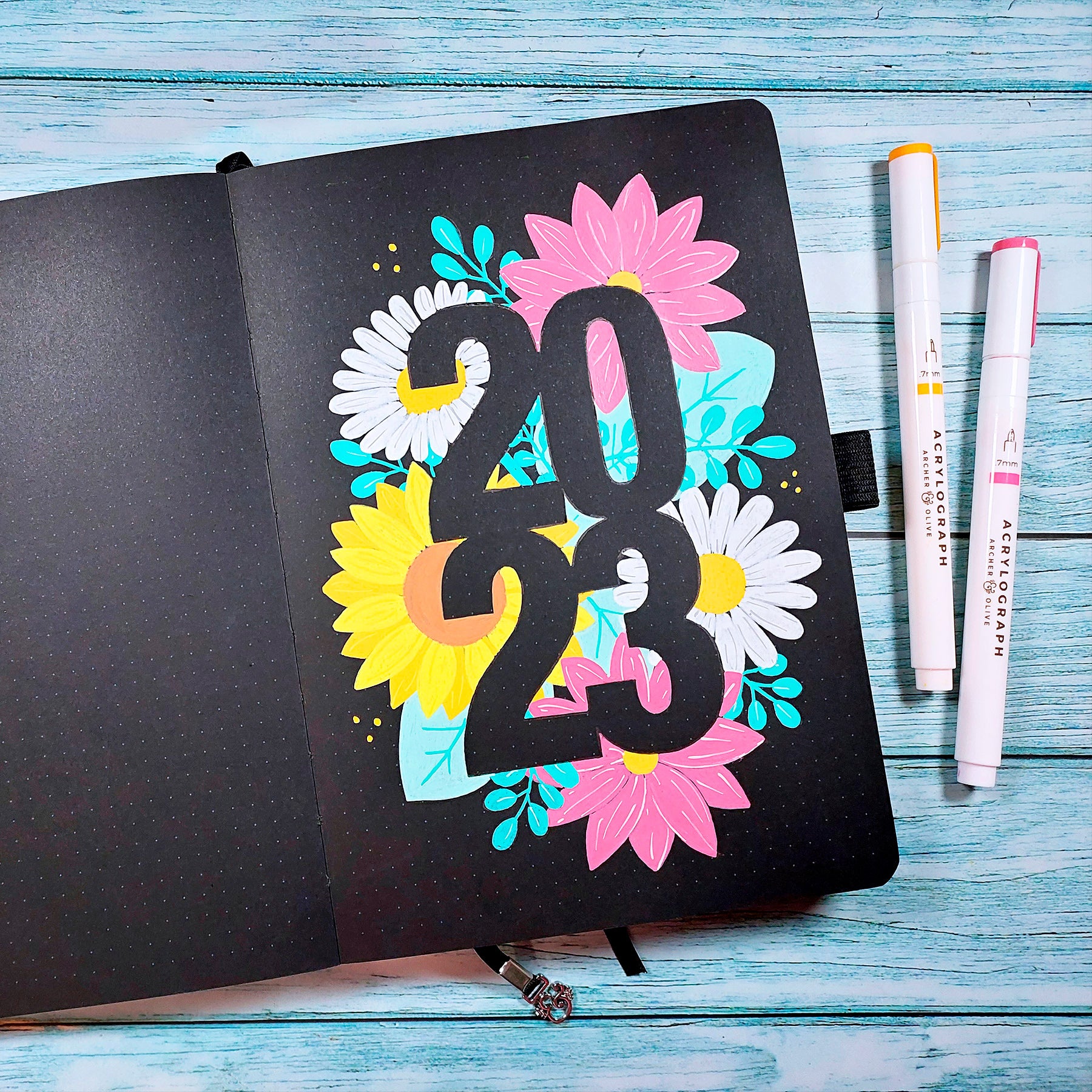 How To Create An Eye-Catching 2023 Bullet Journal Cover Page For The New Year | Archer and Olive