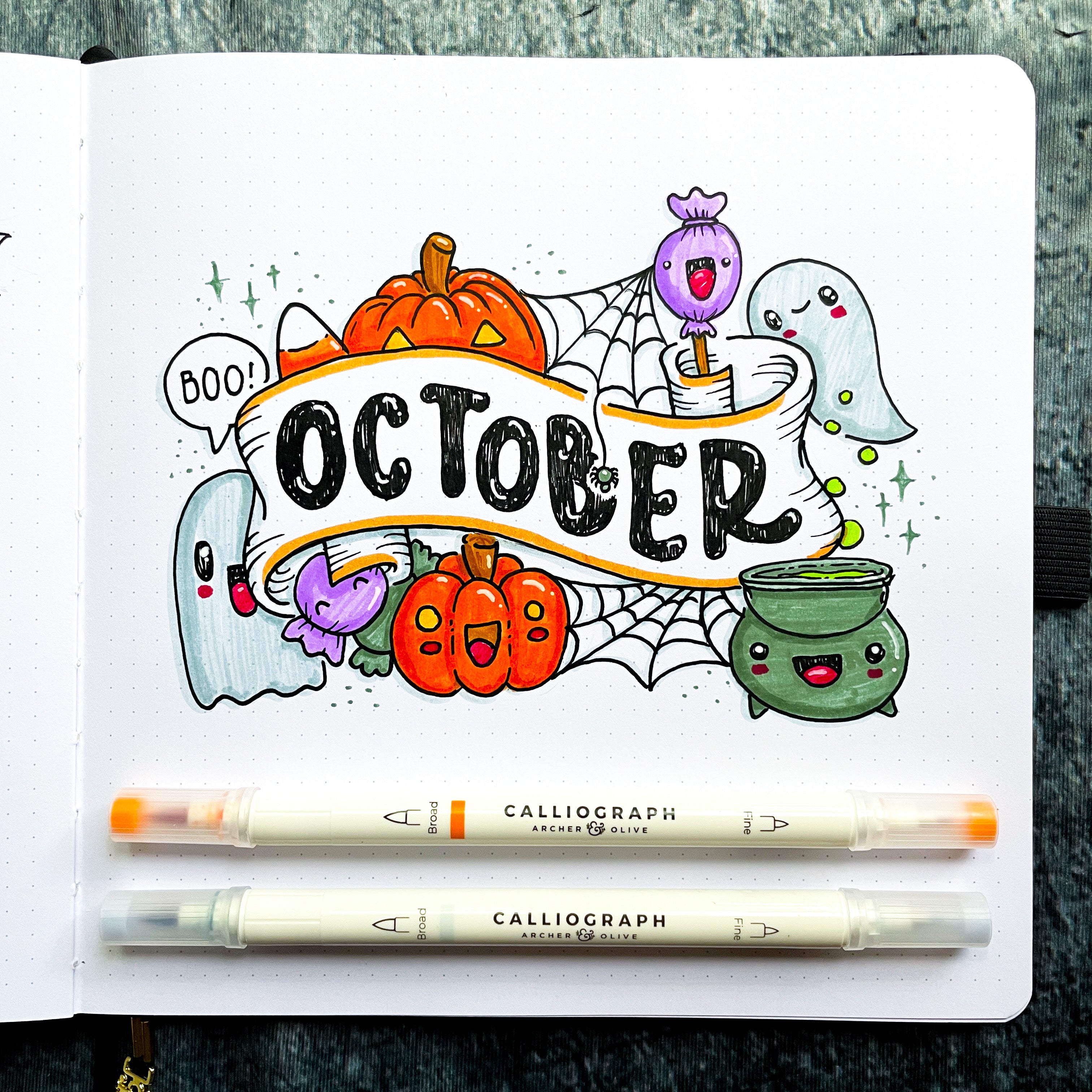 5 Easy Halloween Themed Doodles – Archer and Olive