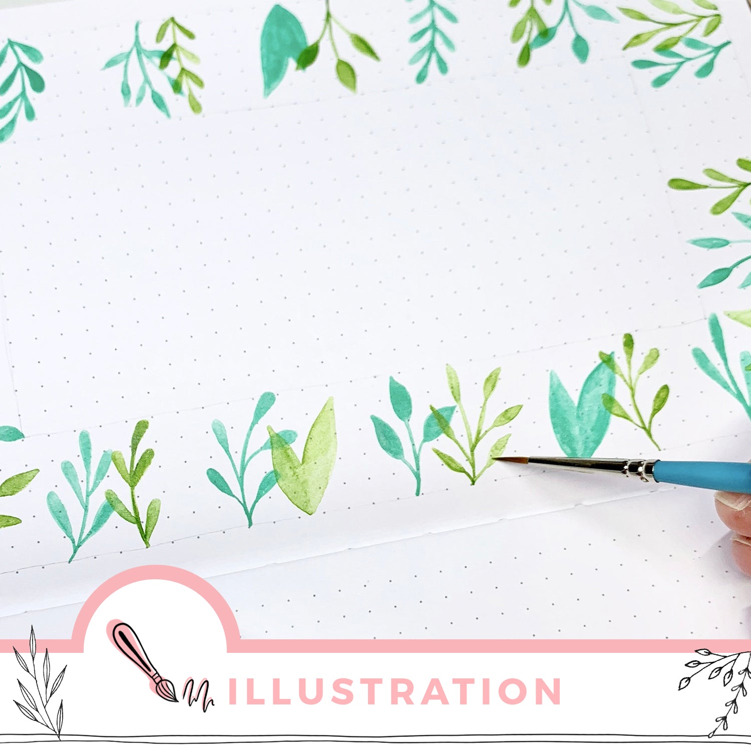 Mixed Media Spring Leaf Border Tutorial | Archer and Olive