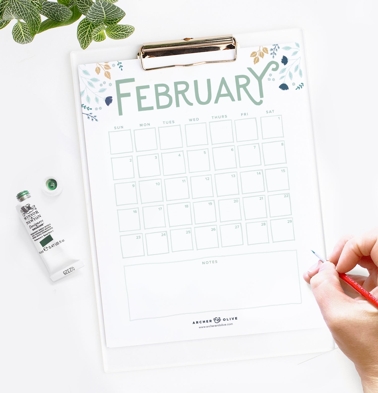 February 2020 Free Printable Calendar – Archer and Olive