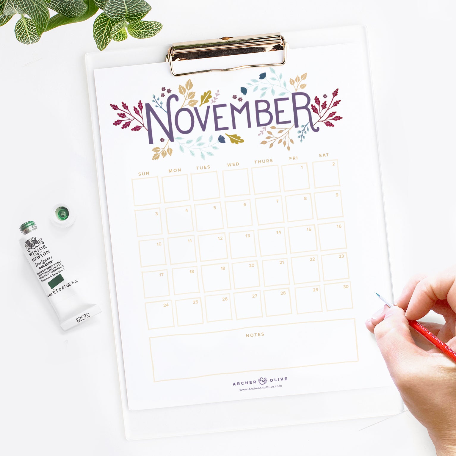 The November 2019 Free calendar printable is HERE! – Archer and Olive