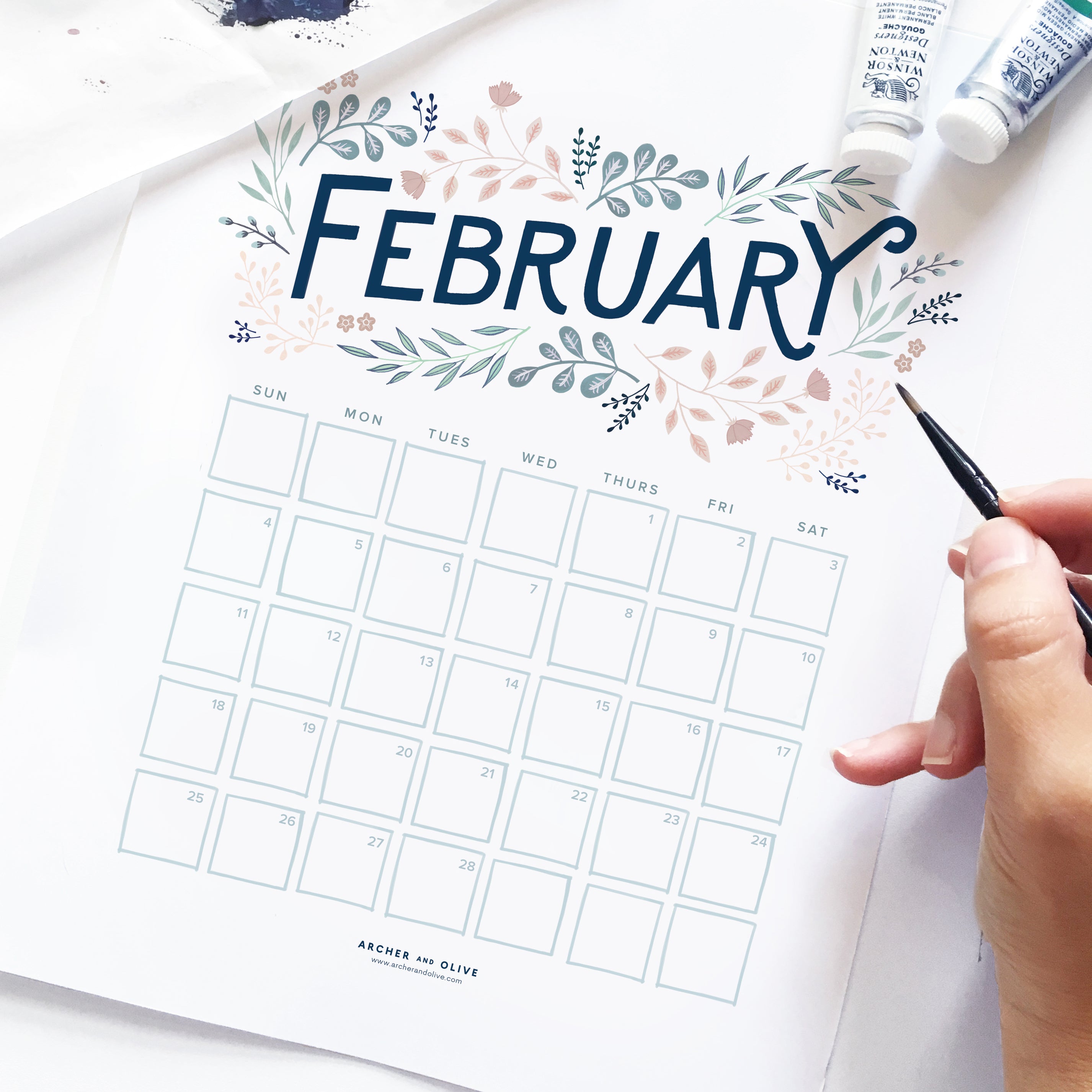 Freebie Friday - February 2018 Calendar Printable – Archer and Olive
