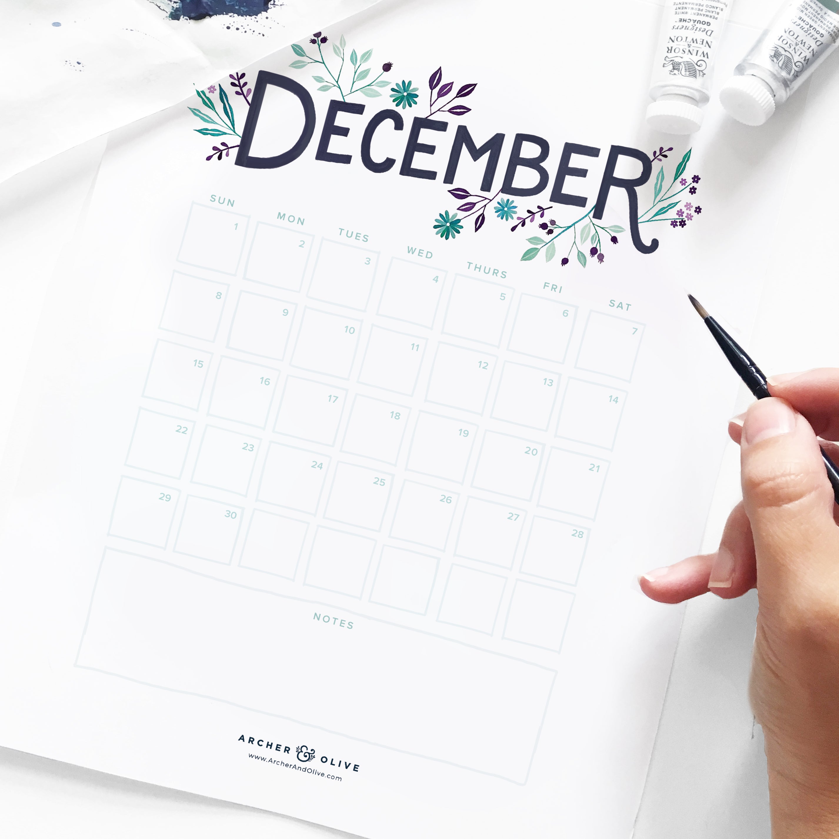 December 2019 Calendar Freebie! | Archer and Olive