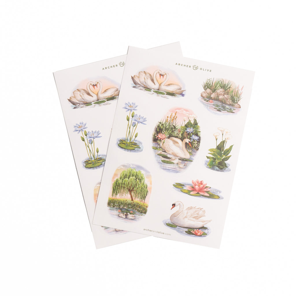 Swan Pond Sticker Set | Archer and Olive