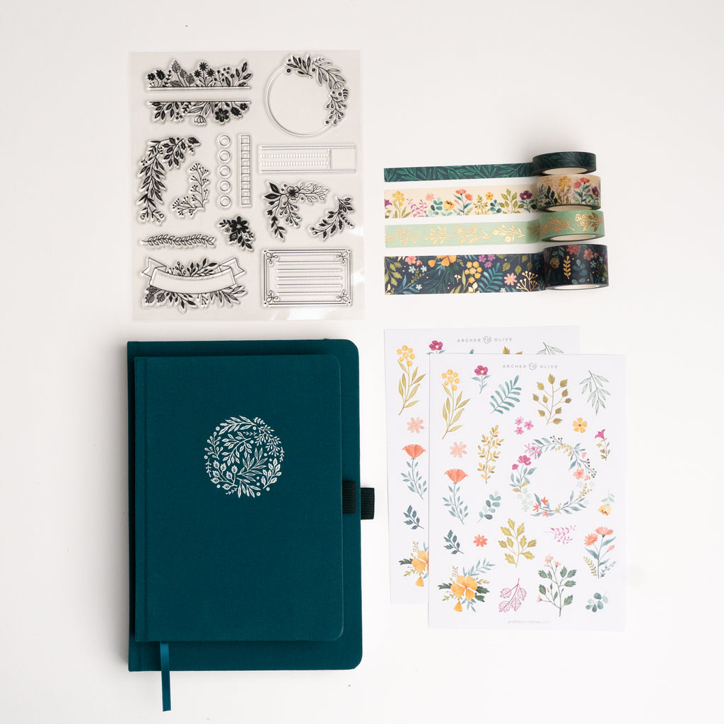 8X8 Signature Floral: Dot Grid Notebook | Archer and Olive
