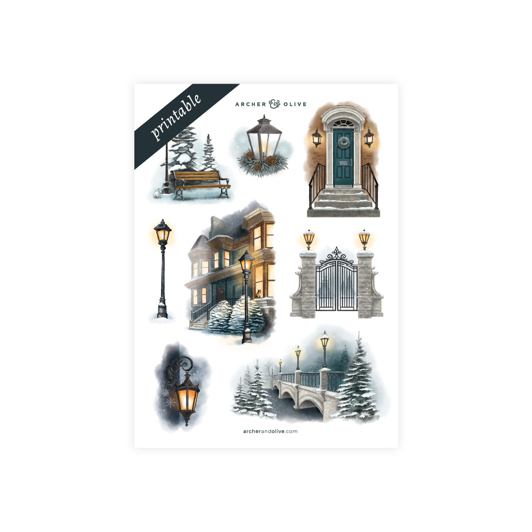 Printable Sticker: Lamp Post – Archer and Olive