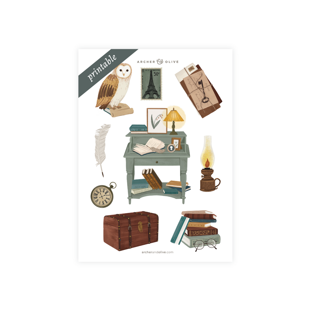 In the Attic Printable Stickers | Archer and Olive