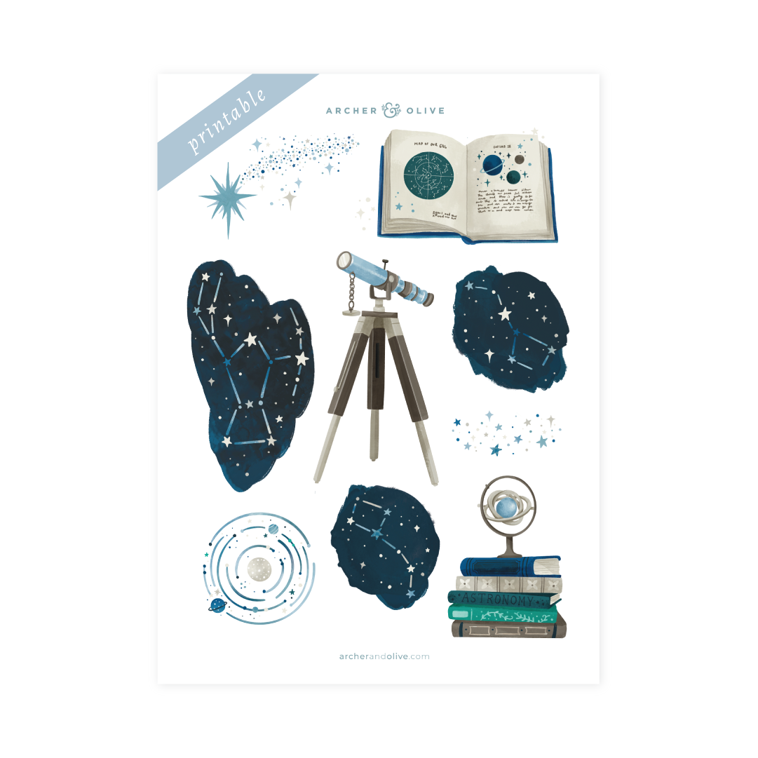Meteor Shower Printable Stickers | Archer and Olive