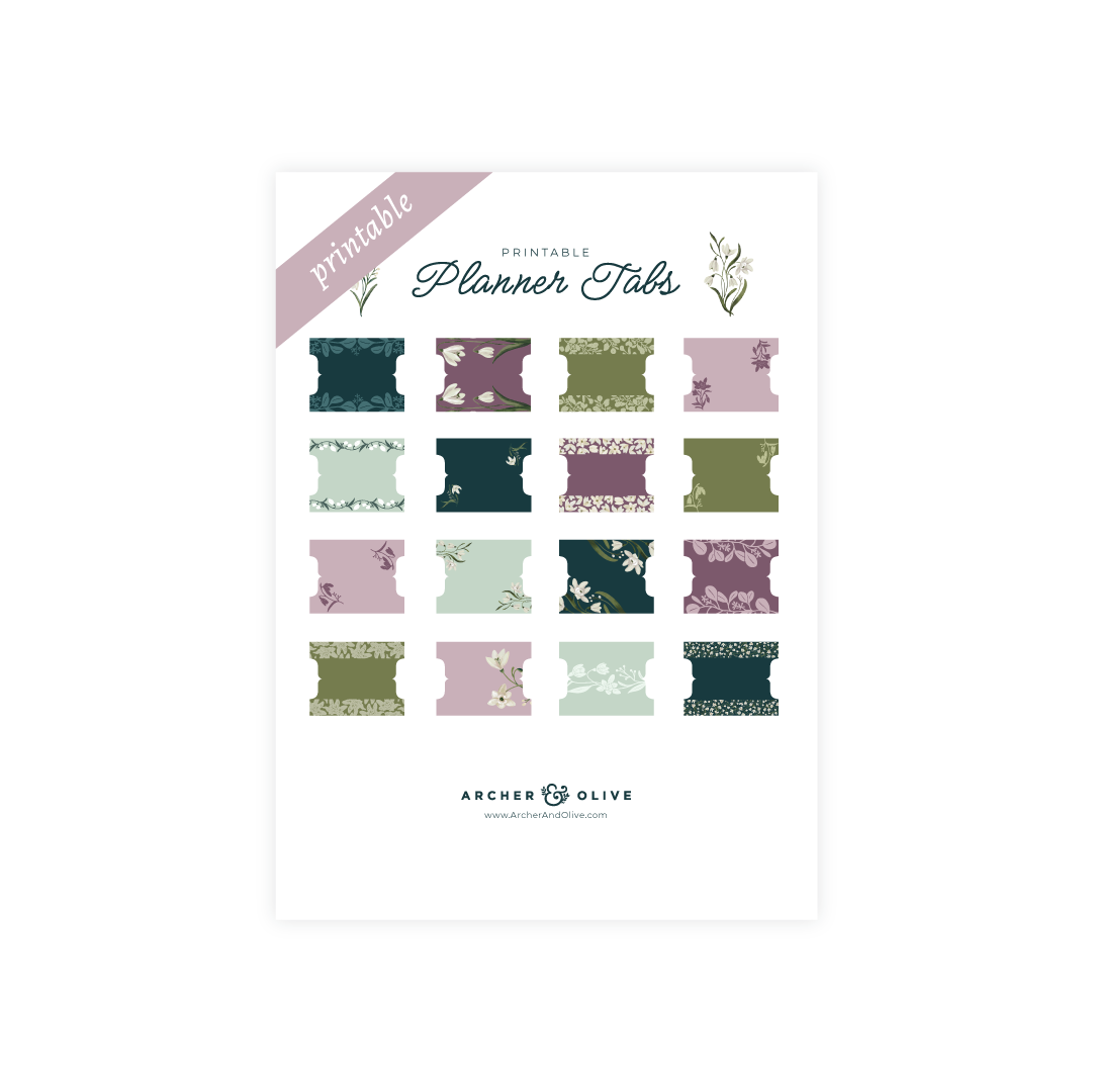 Printable Planner Tabs: Snowdrops – Archer and Olive