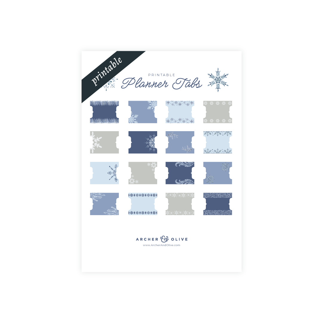Printable Planner Tabs: Frosted Storybook – Archer and Olive