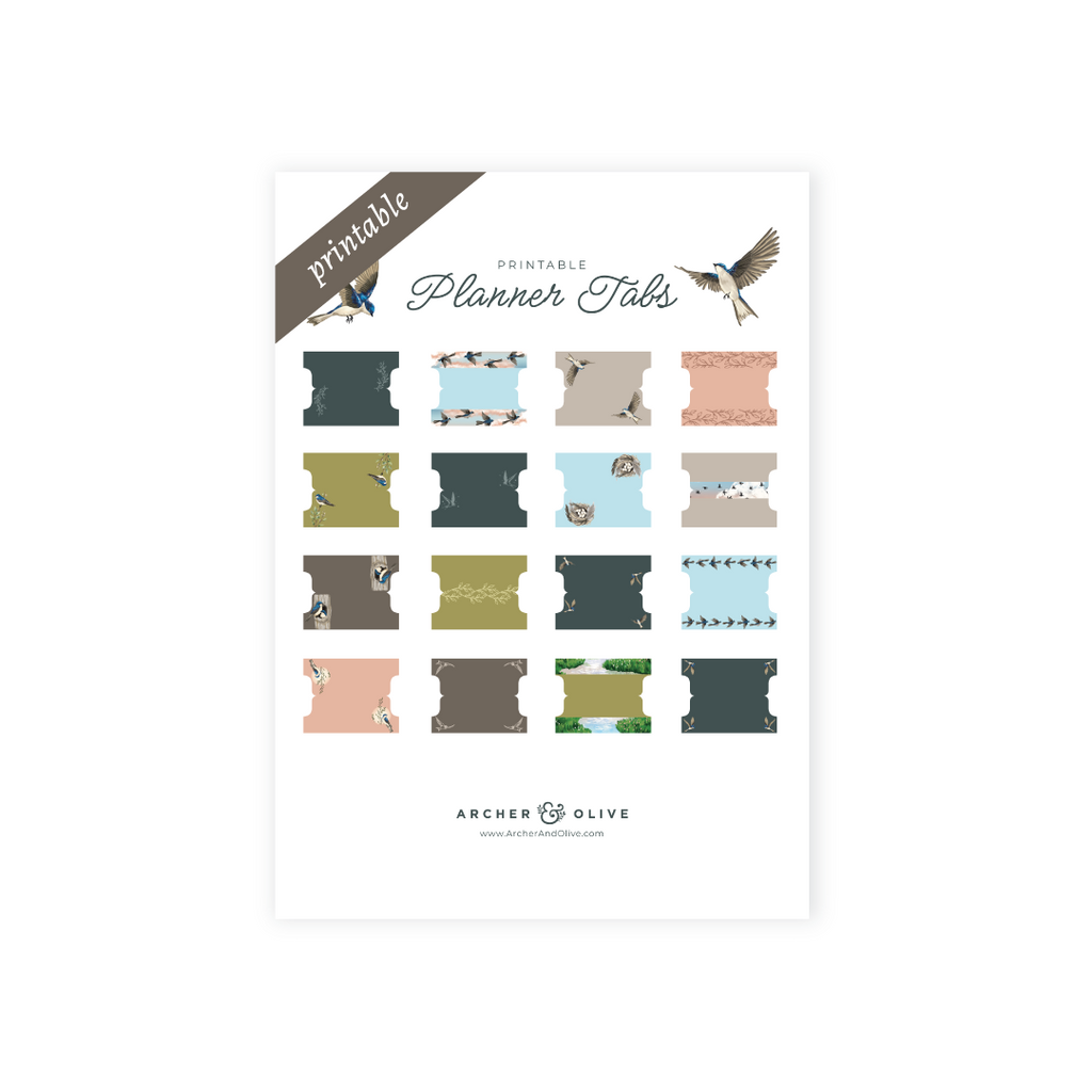 Swallows: Printable Planner Tabs | Archer and Olive
