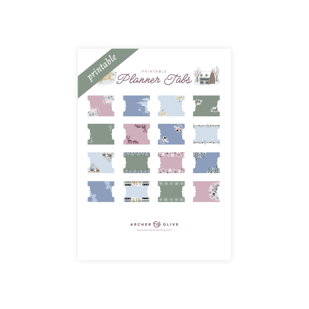 Printable Planner Tabs: Winter Village – Archer and Olive