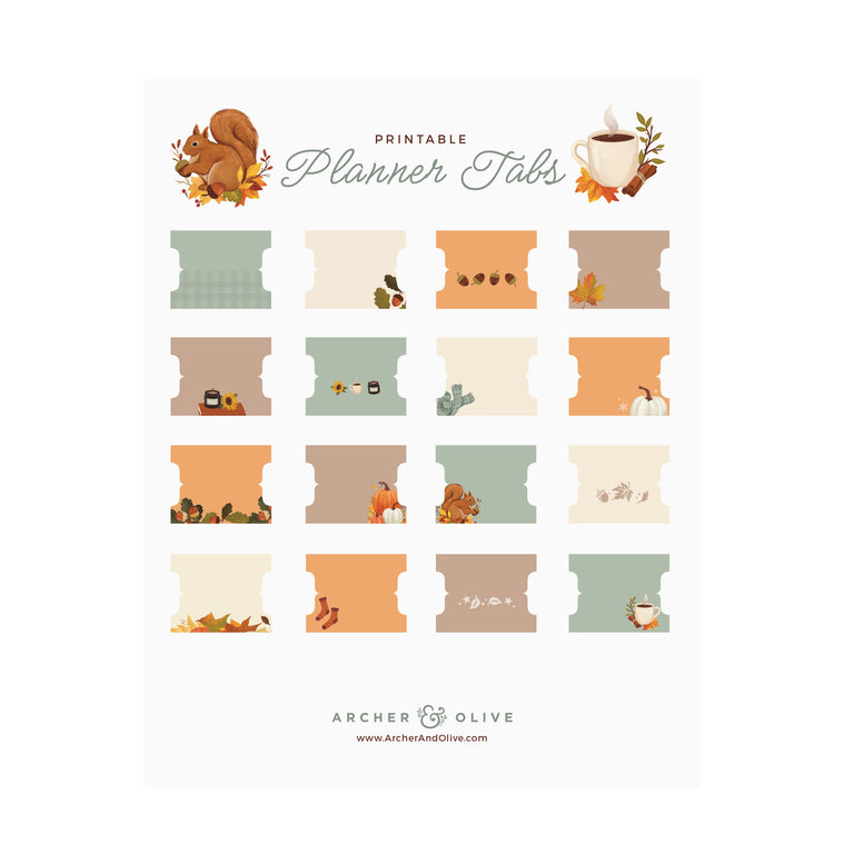 Acorns: Printable Planner Tabs – Archer and Olive