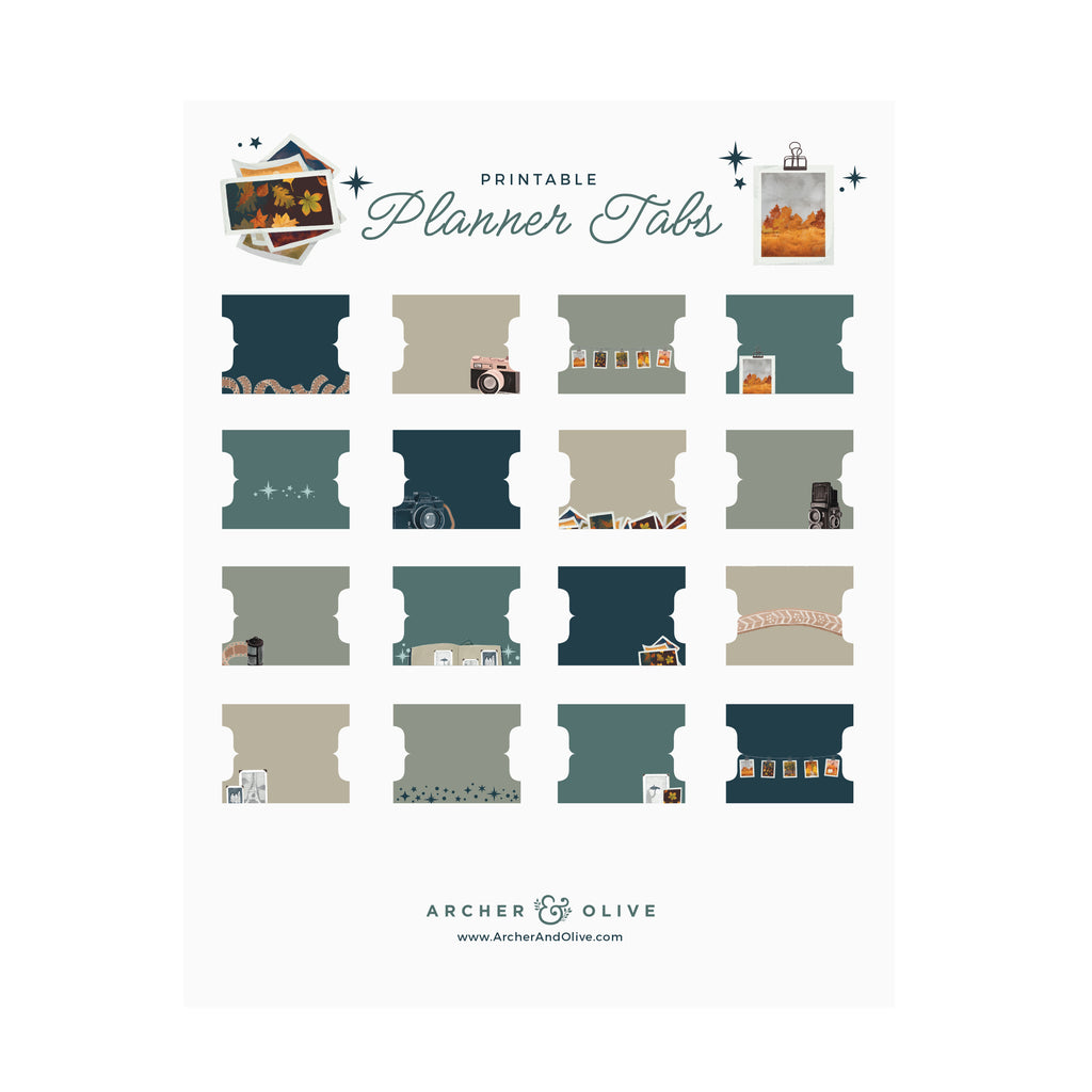 Vintage Camera: Printable Planner Tabs | Archer and Olive
