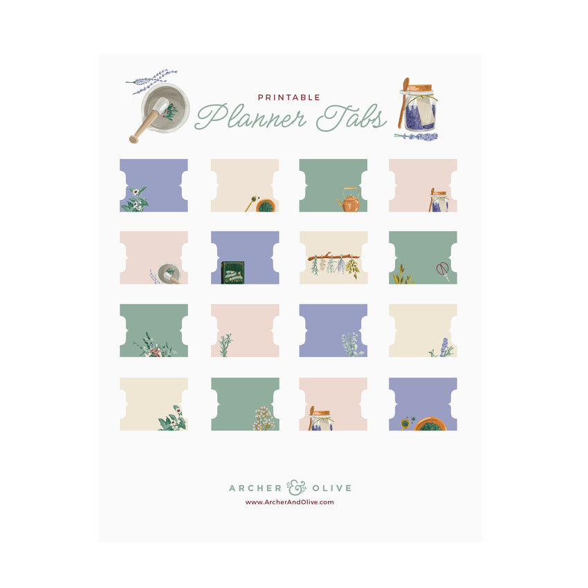 Botanist Printable Planner Tabs – Archer and Olive