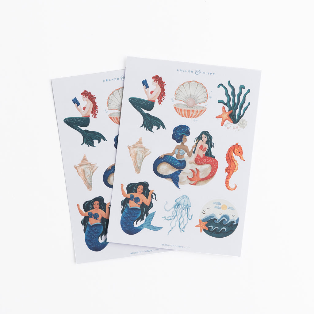 Vintage Mermaid Stickers | Archer and Olive